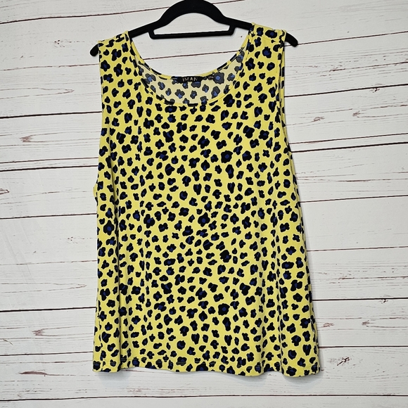 IMAN | Tops | Iman Yellow And Blue Leopard Print Tank Tunic | Poshmark